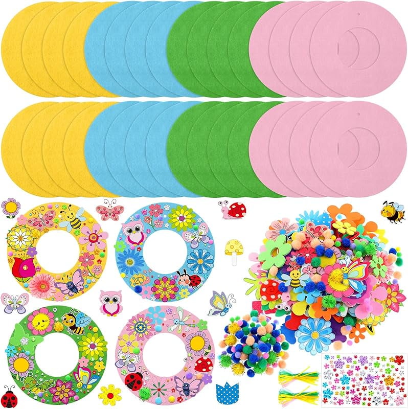 472 Pcs Spring Craft Kits Spring DIY Wreath Craft Kit Easter Wreath ...