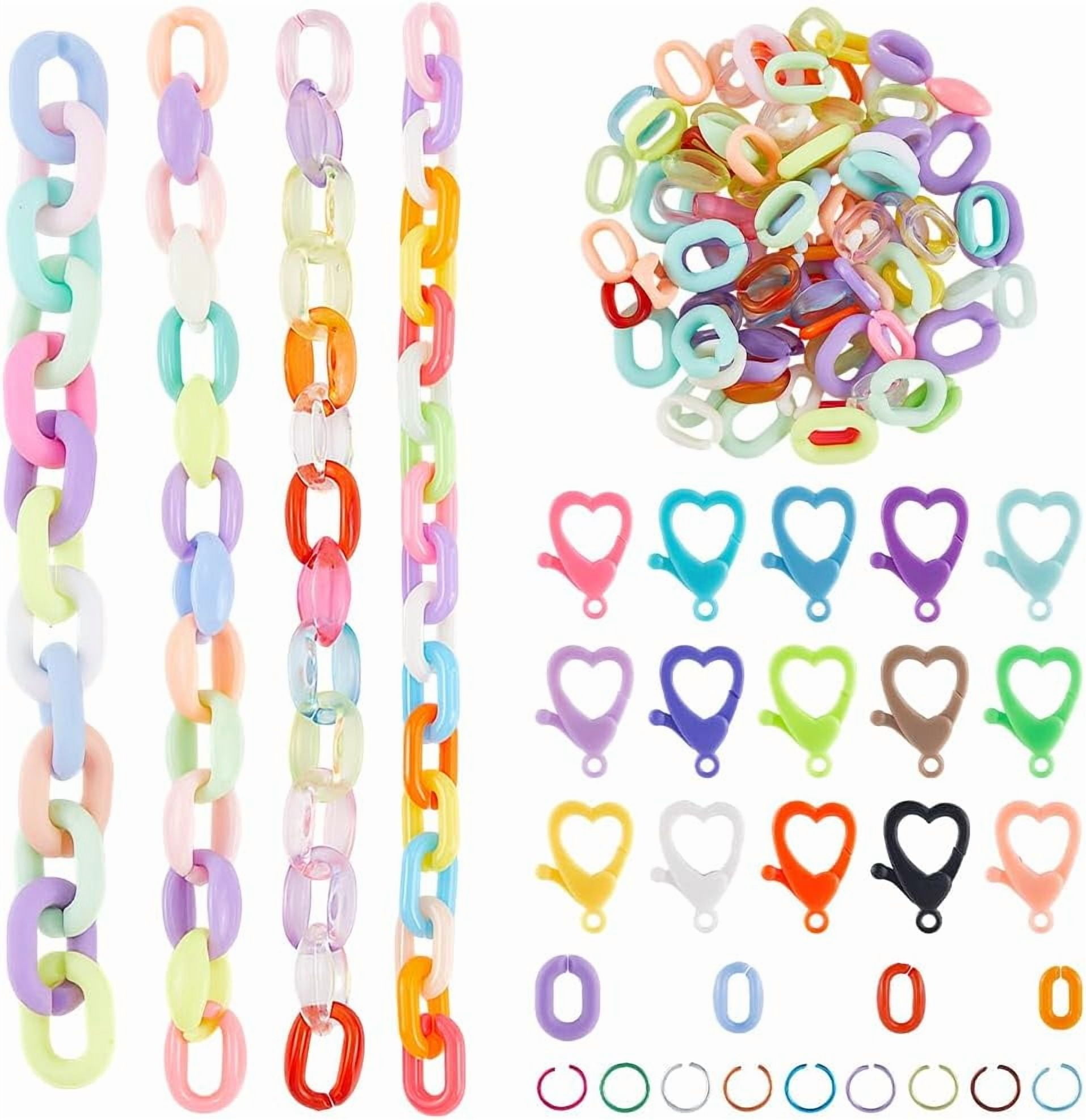 475Pcs Acrylic Link Chains Linking Rings Jewelry with Lobster Clasps ...