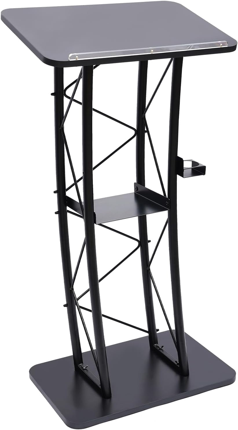 47In Curved Podium, Metal Curved Podium Black Iron Truss Presentation ...