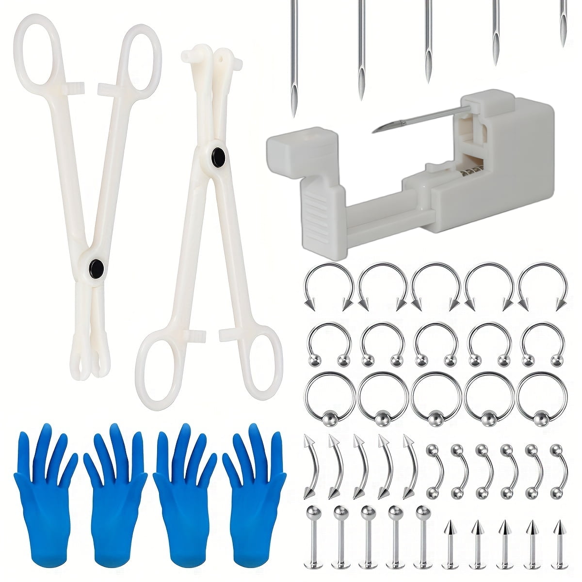 47PCS Body Piercing Gun Kit,14G 16G 20G Stainless Steel for all Body ...