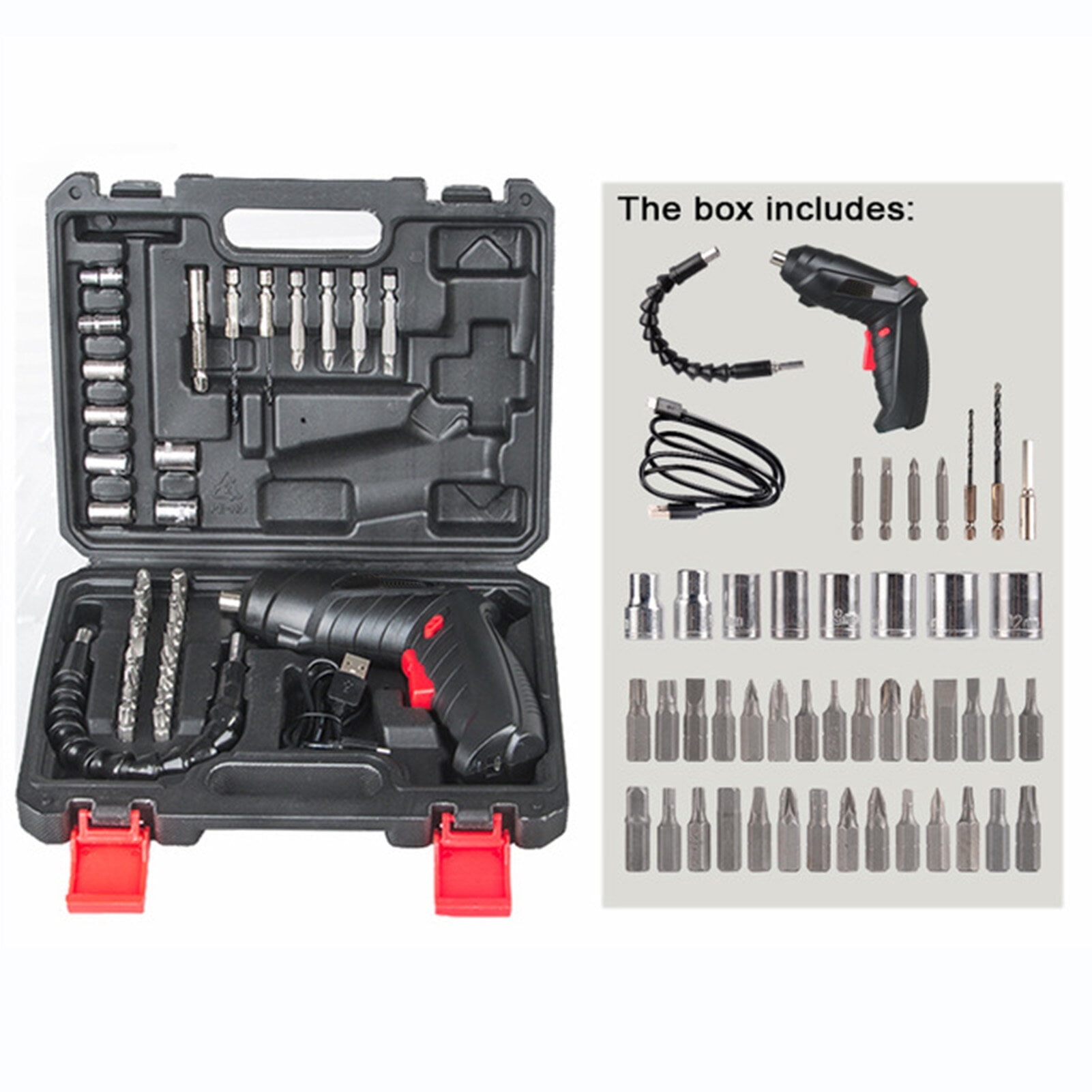 47PCS Electric Screwdriver Set 3.6V Cordless Electric Drill Screwdriver Kit Portable Repair Tool ...