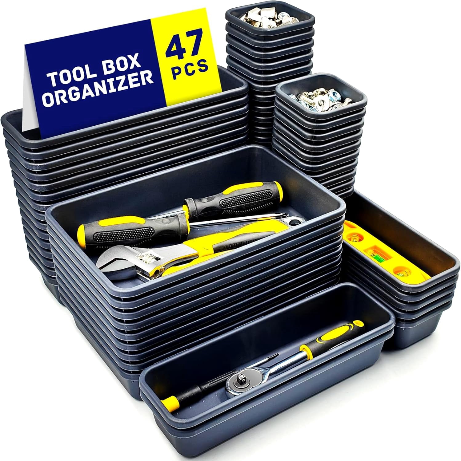 47PCS Tool Box Organizer, Tool Drawer Organizer Tray Divider, Toolbox ...