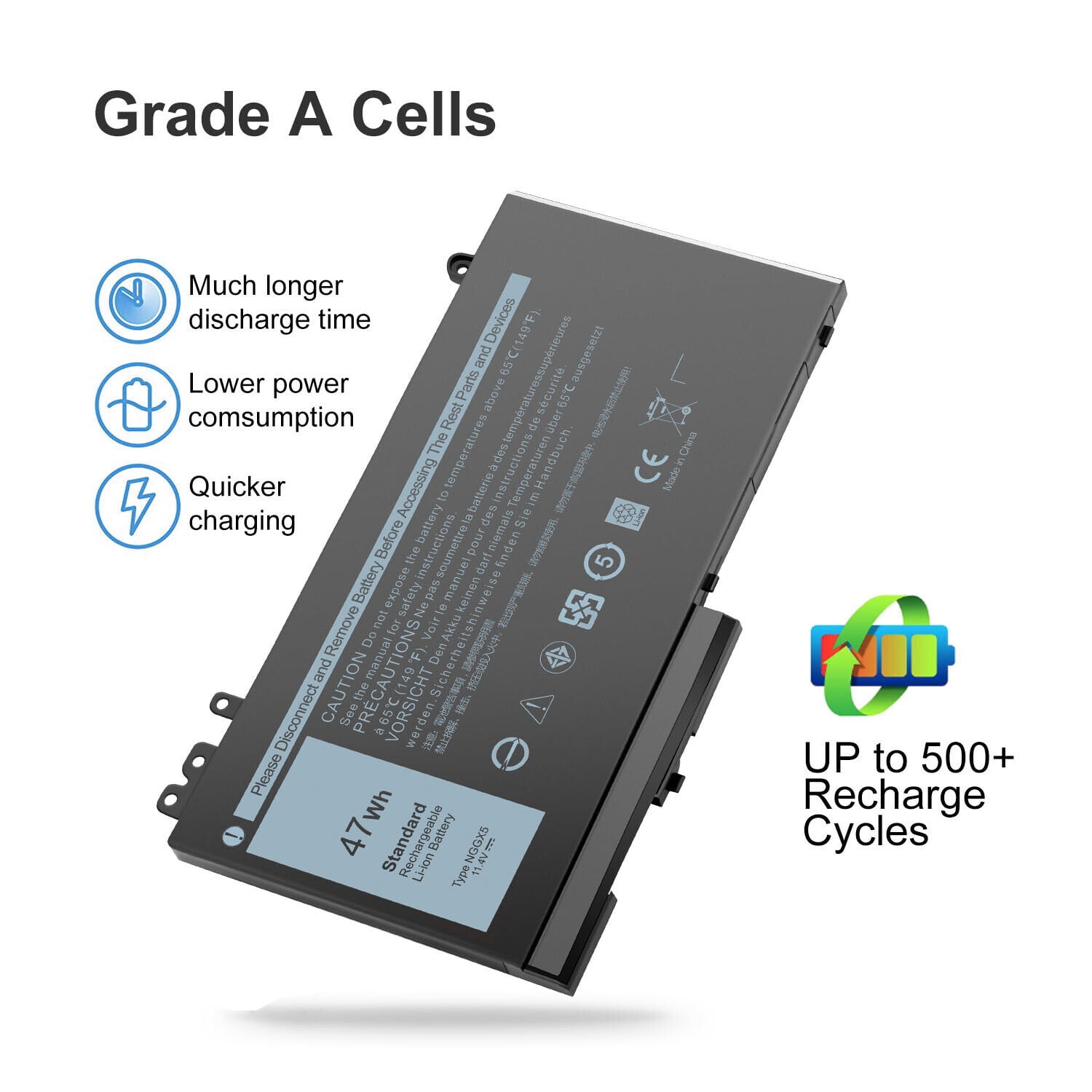 47WH NGGX5 Laptop Battery for Dell Latitude E5270 E5470 E5570 Precision ...
