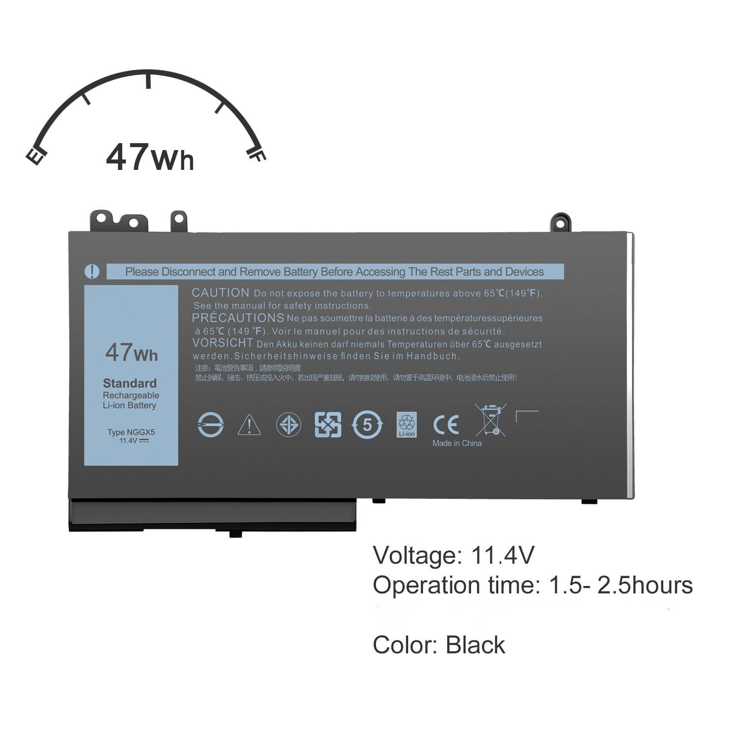 47Wh NGGX5 Battery For Dell Latitude E5270 E5470 E5570 Precision M3510 ...