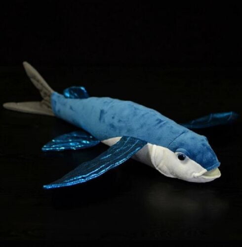 47cm Blue Flying Fish Plush Toy Stuffed Sea Animal Soft Doll Kids Gift ...