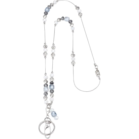 47cm Necklace Badge Clip ID Necklace Badge Holder Long Ball Beaded ...
