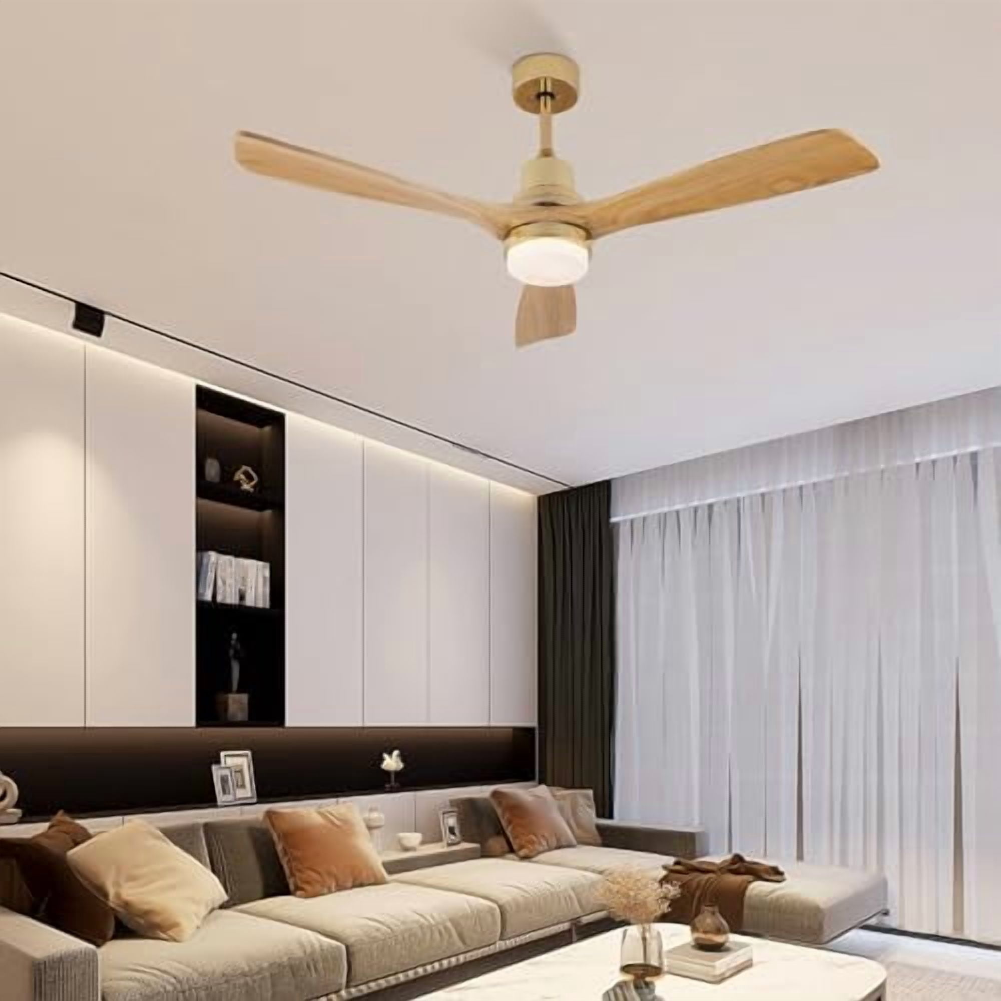 47in Ceiling Fan with Lights,3 Poles for Indoor Outdoor Ceiling Fan ...