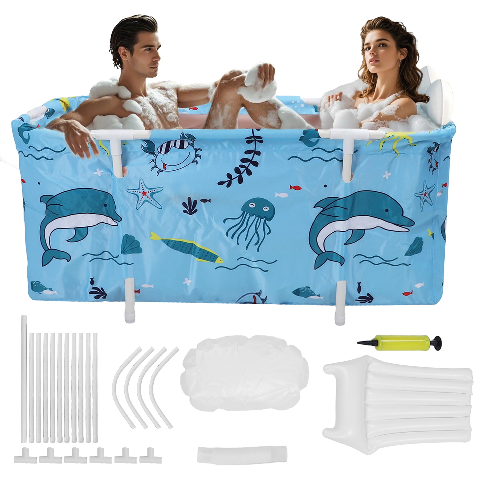 47in Foldable Bathtub Portable Soaking Bath Tub Ice Bathtub Hot Bathtub ...
