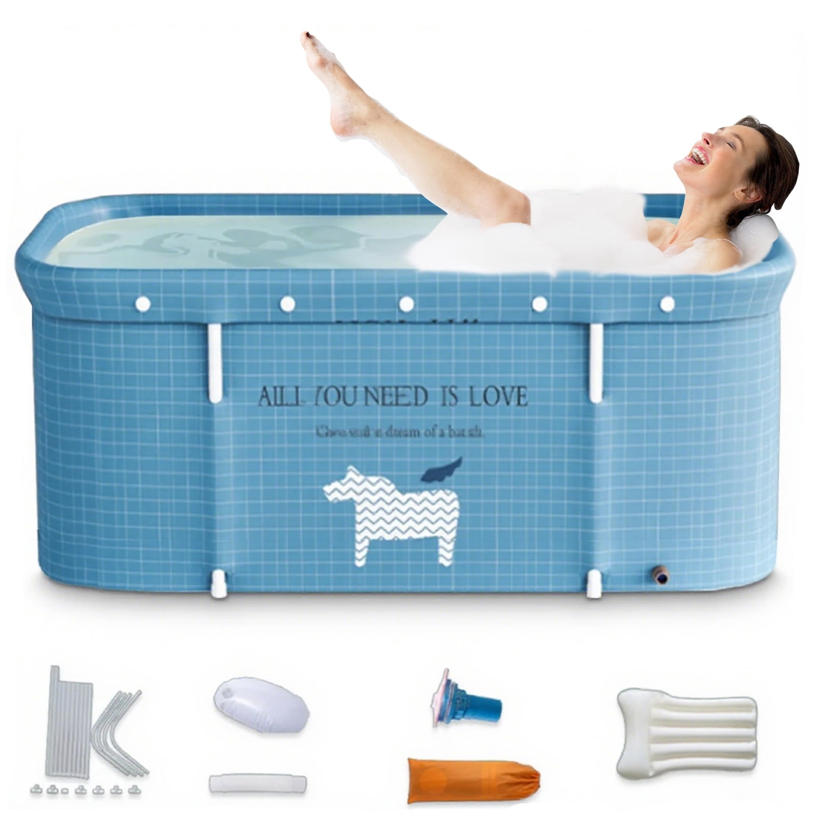 Foldable Large Bathtub, Portable SPA & Ice Bath, Blue Unicorn Design ...