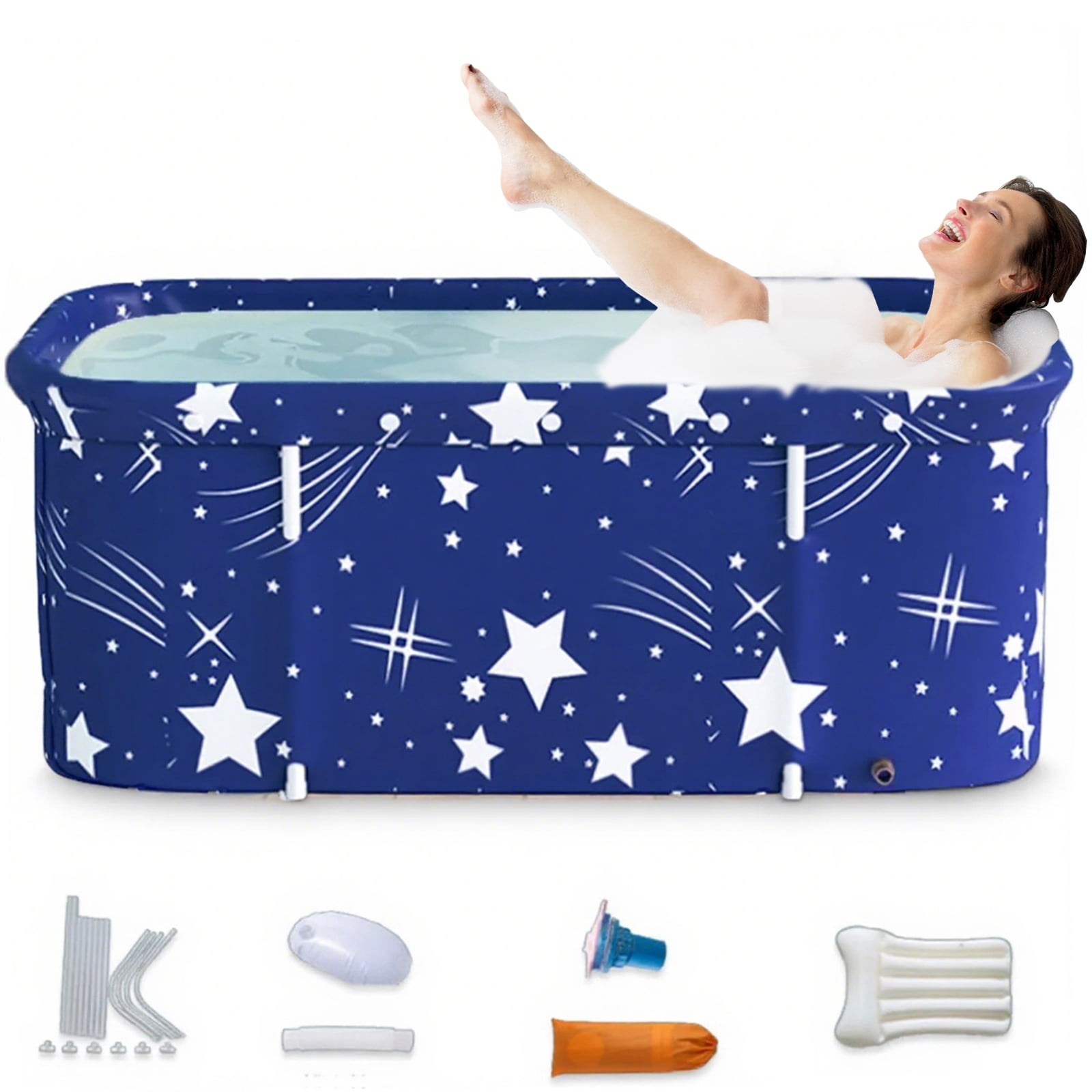 SolarSoda 47in Large Foldable Bathtub, Adult Bath Size, Portable ...