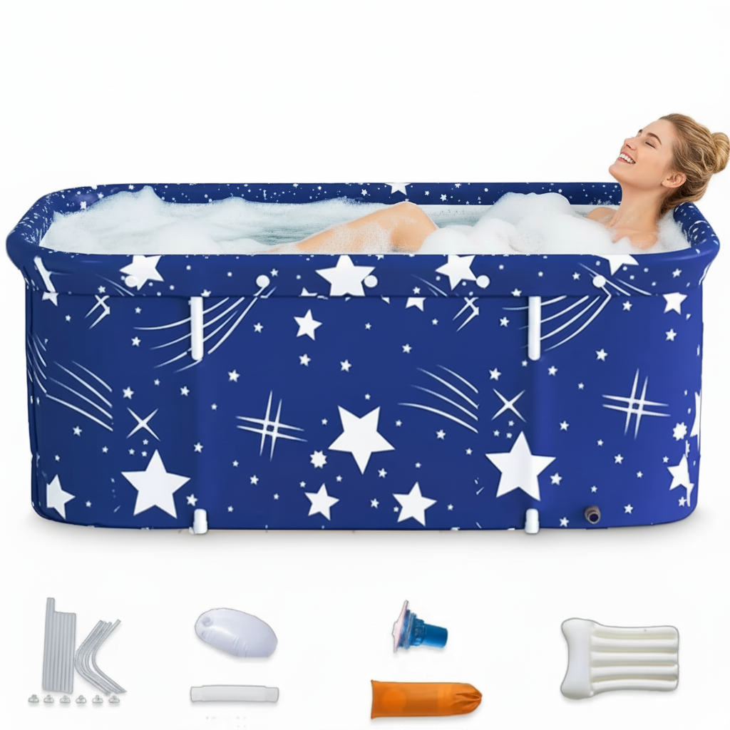 SolarSoda 47in Large Foldable Bathtub, Adult Bath Size, Portable ...