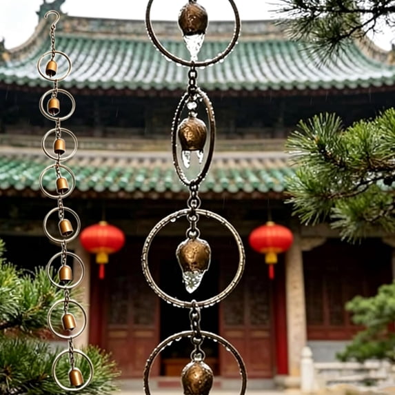 47in Rain Chain Metal Hanging Decor Chains for Outside | antique bronze ...