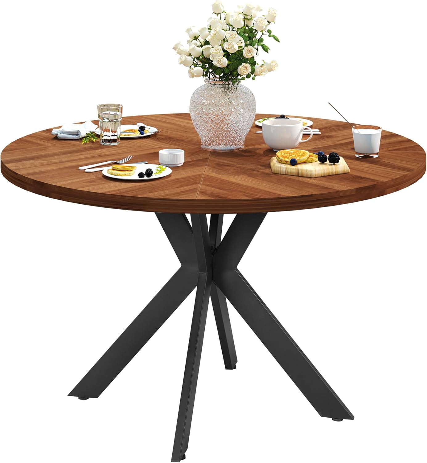 47inch Round Dining Table for 6 People,Wood Top Round Kitchen Dinning ...