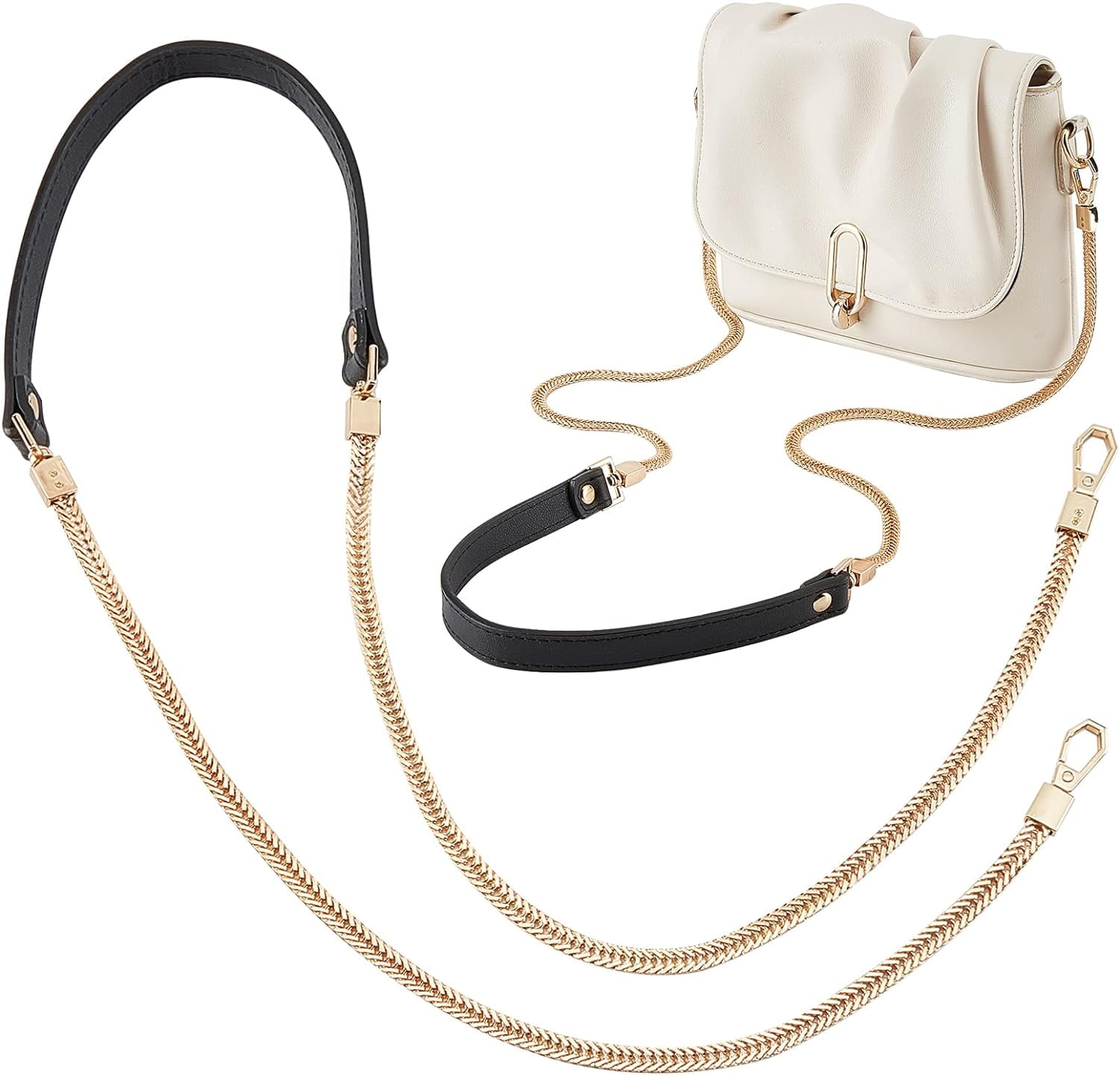 47inch Snake Bone Chain with PU Leather Shoulder Parts Bag Chain Metal ...