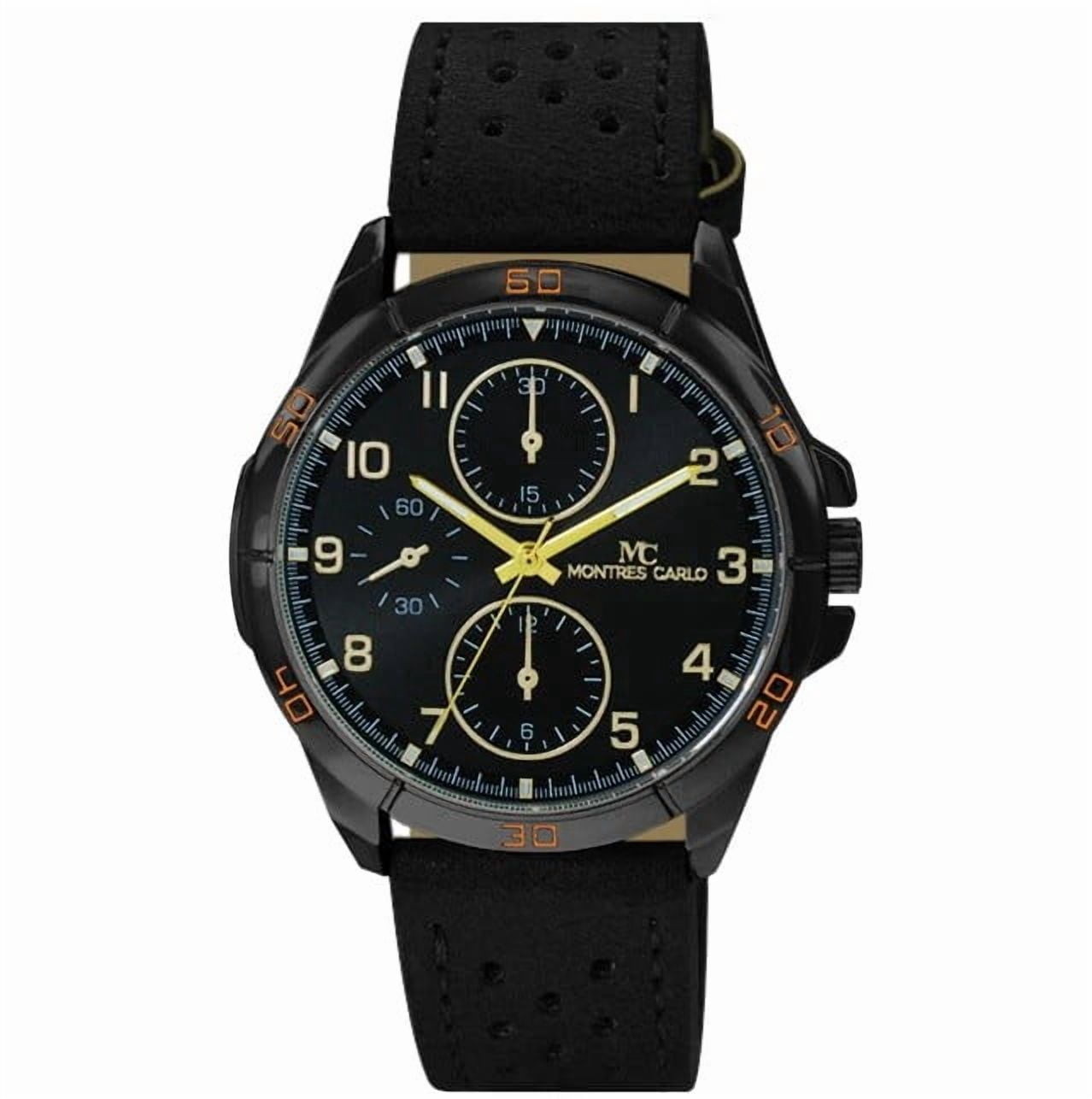 47mm Montres Carlo Men's Sports Vegan Leather Band Luxury Fashion Dress ...