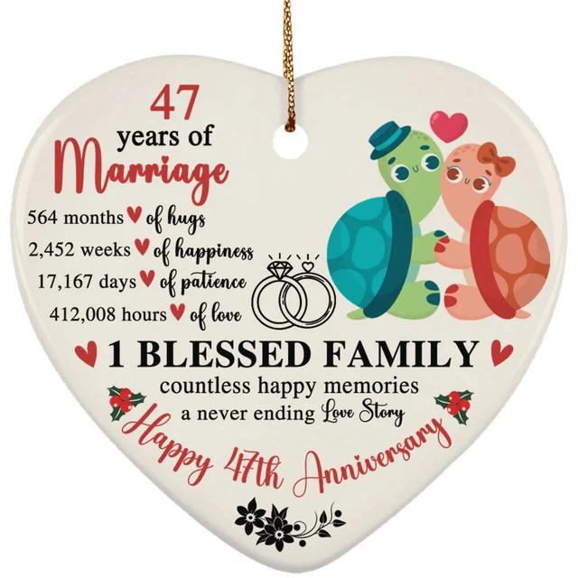 47th Anniversary Heart Ornament Cute Turtle Love 47 Year Marriage ...
