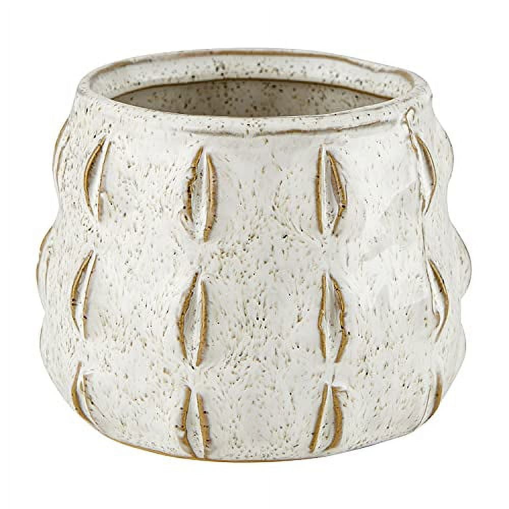 47th & Main Ceramic Planter Pot, 3" Tall, White Textured - Walmart.com