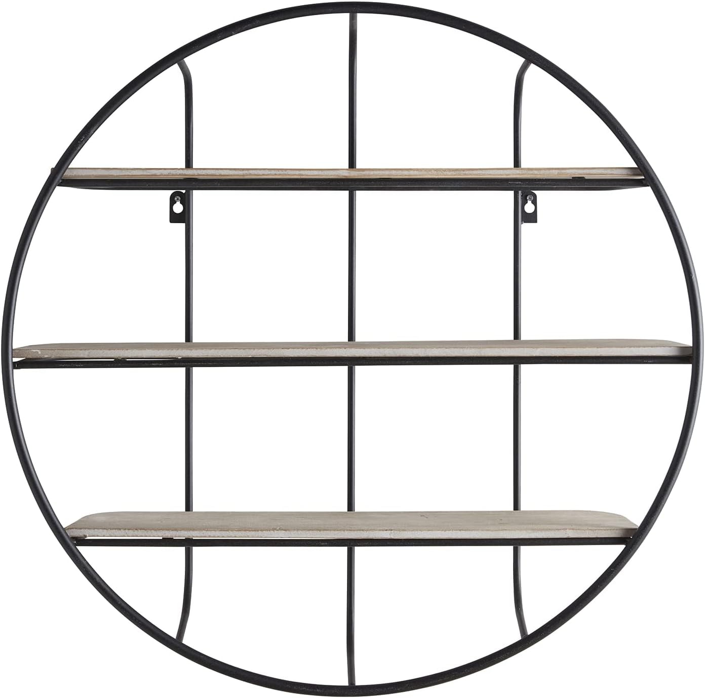 47th & Main Modern Iron & Wood 3-Tiered Round Wall Shelf, 28" Diameter ...