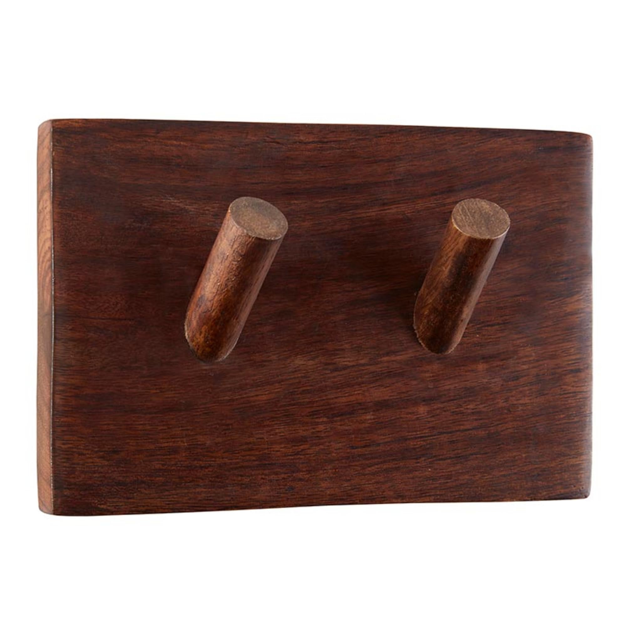 47th & Main Wall Mounted Hook Mango Wood 2-Peg Hook, 7.5" x 5", Walnut ...