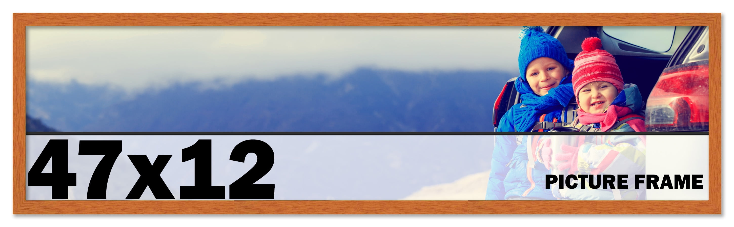 47x12 Frame Honey Pecan Brown Picture Frame - Modern Photo Frame ...