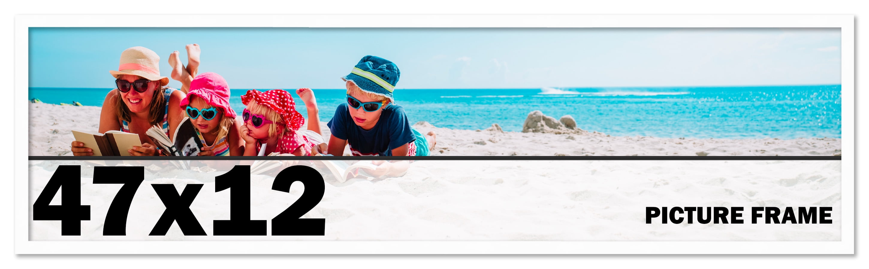 47x12 Frame White Solid Wood Picture Frame Includes UV Acrylic Shatter ...
