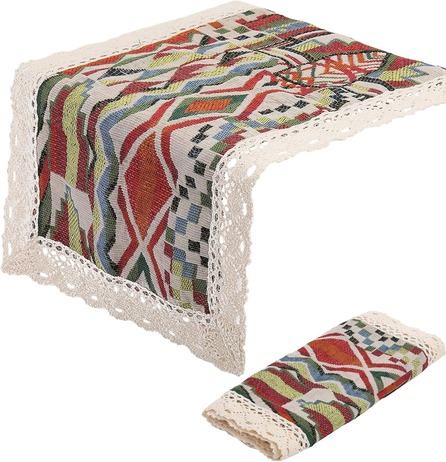 47x12Inch Rectangle Geometric Pattern Burlap Table Runner Cloth for ...