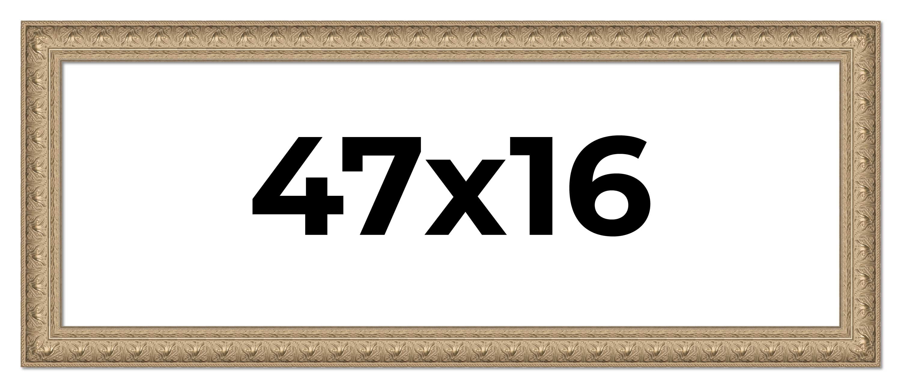 47x16 Frame Ornate Silver Beaded Solid Wood Picture Frame Width 2.5 ...