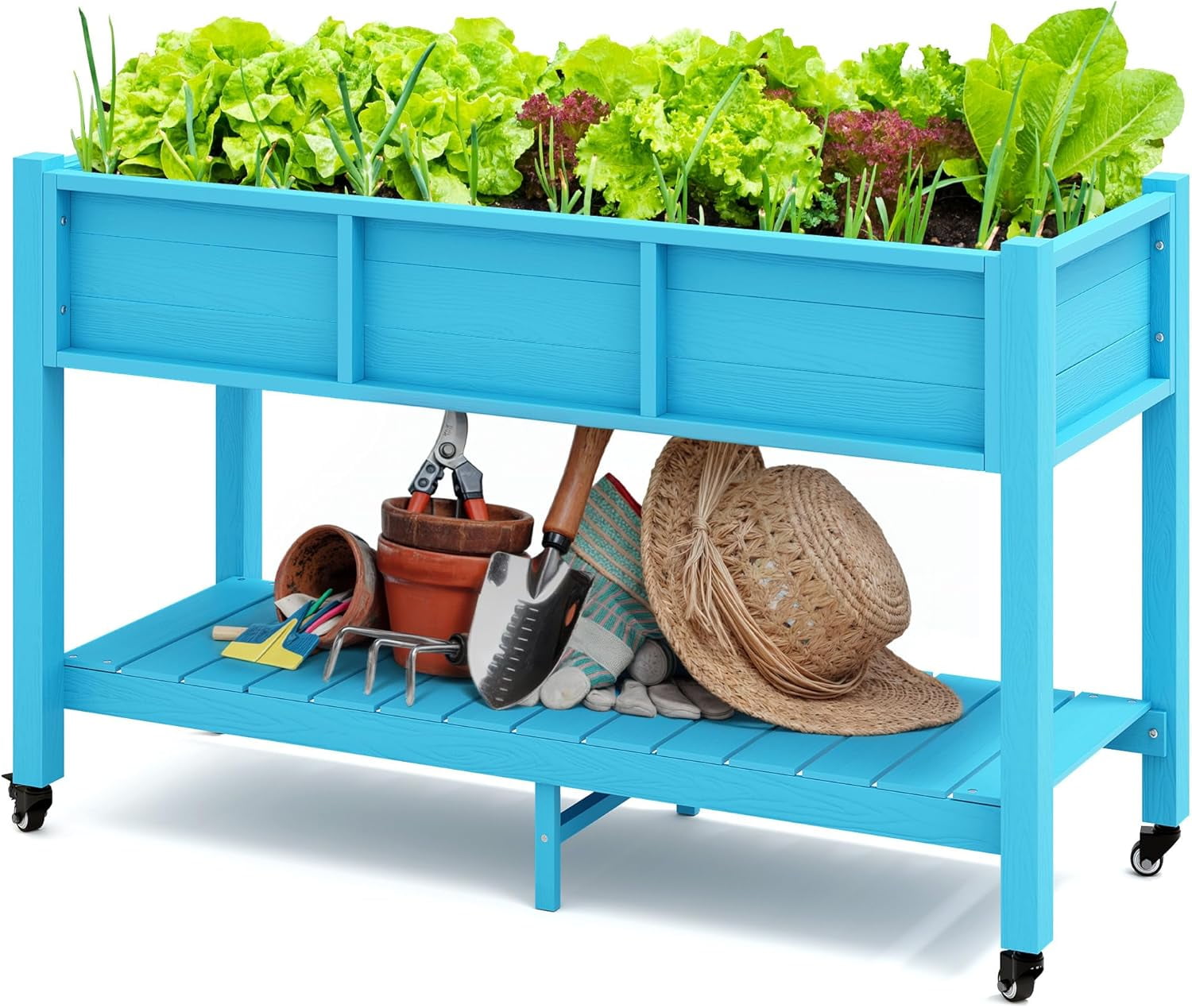 47x18x31in Raised Garden Bed, Weather Resistant Poly Wood Planter Box ...