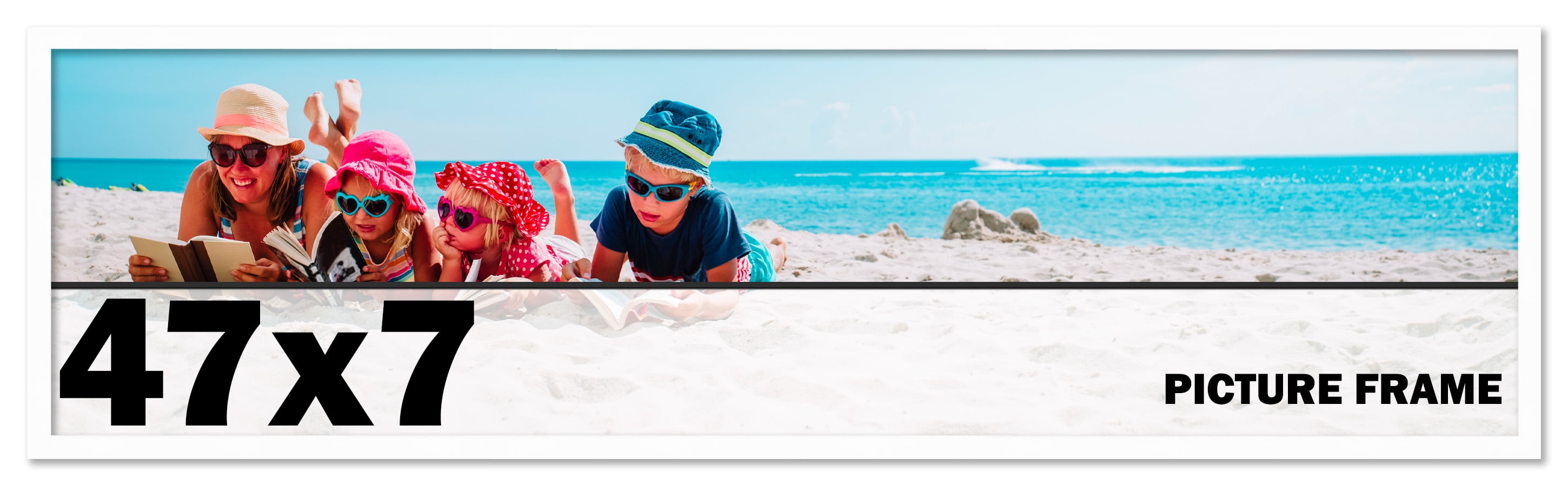 47x7 Frame White Solid Wood Picture Frame Includes UV Acrylic Shatter ...