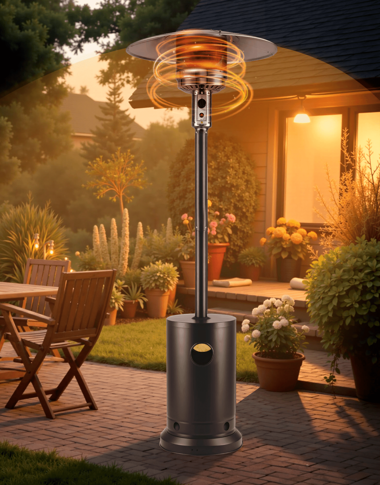 48,000 BTU Outdoor Heater, Freestanding Heater with Wheels and ...