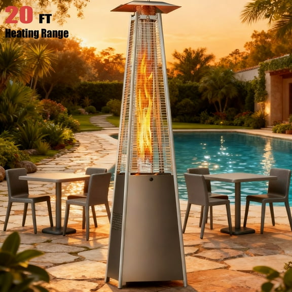 41000 BTU Propane Patio Heater with Wheels and Stainless Steel Burner ...
