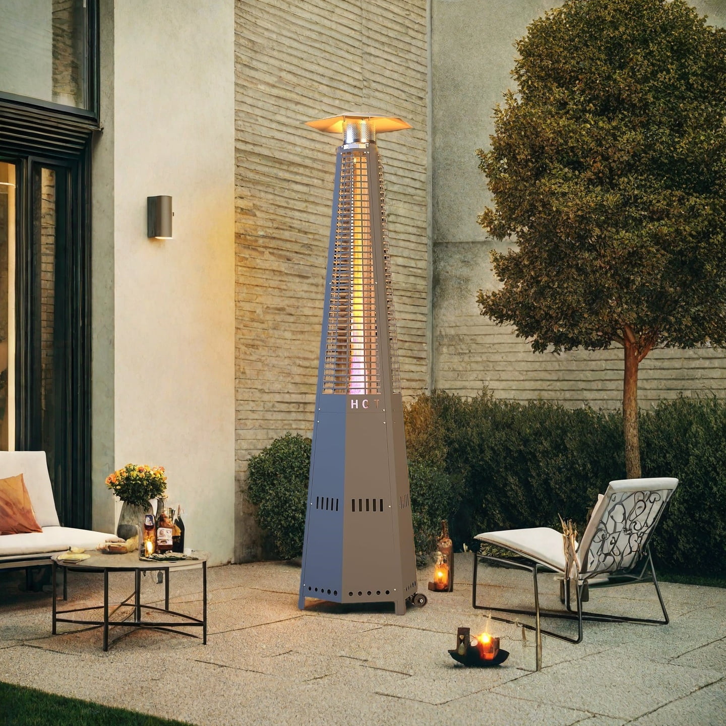 48,000 BTU Outdoor Heater Propane - Hexagon Pyramid Patio Heater with ...