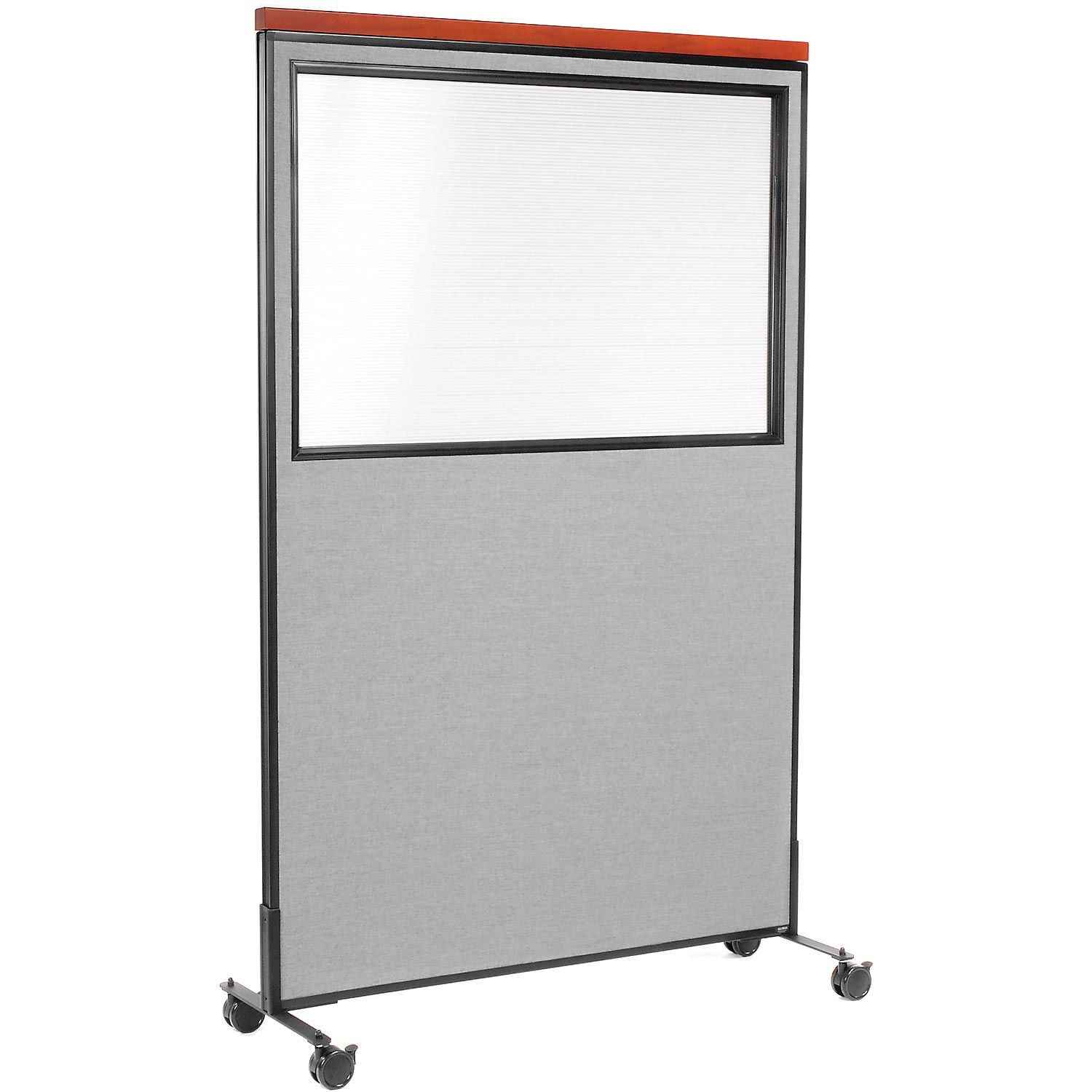 48-1/4"W x 100-1/2"H Deluxe Mobile Office Partition Panel with Partial ...