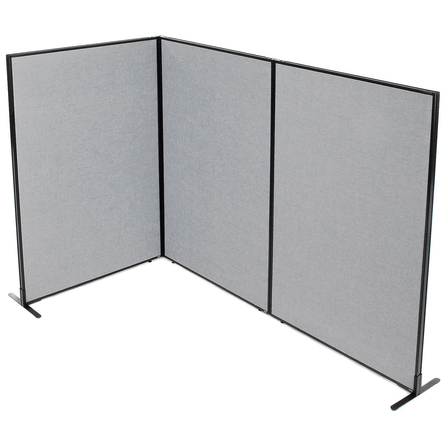 48-1/4"W x 72"H Freestanding 3-Panel Corner Room Divider, Gray ...