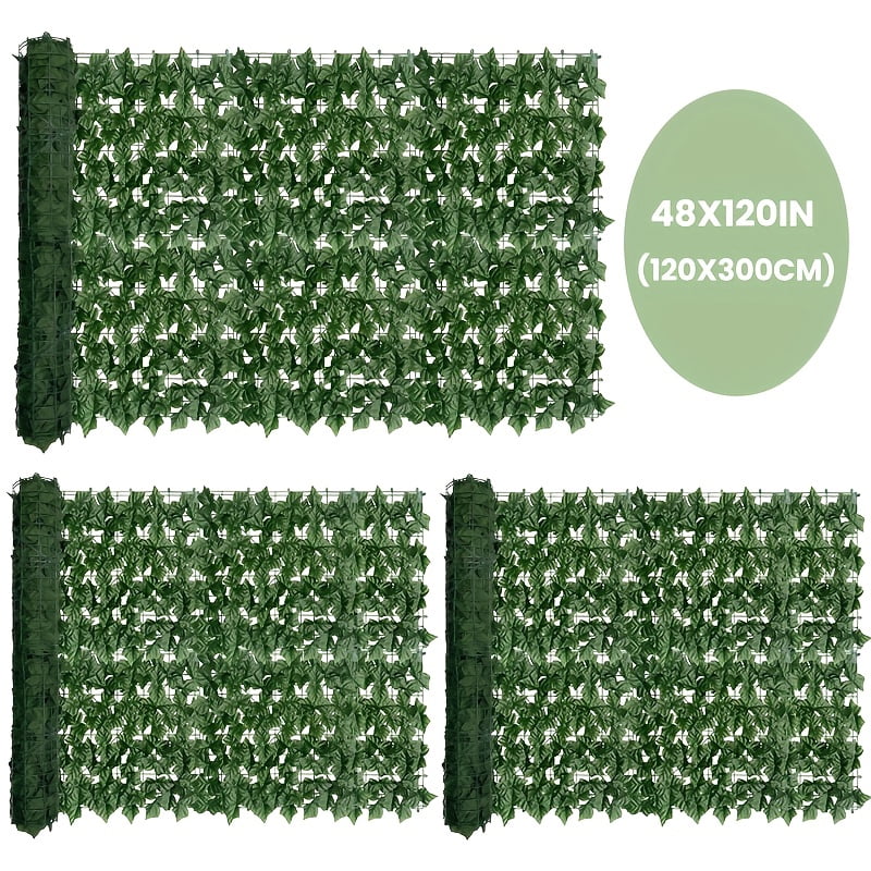 48×120 Inch UV Resistant Artificial Ivy Fence Screen Fake Green Leaf ...