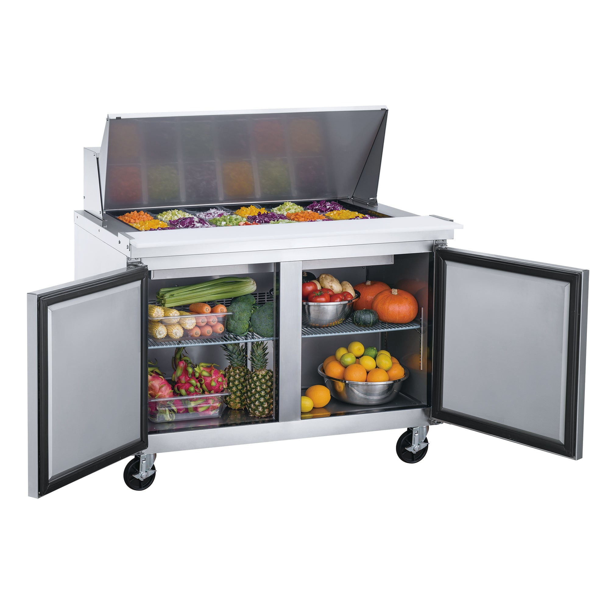 48 in. Two Door Commercial Mega Top Food Prep Table Refrigerator in ...