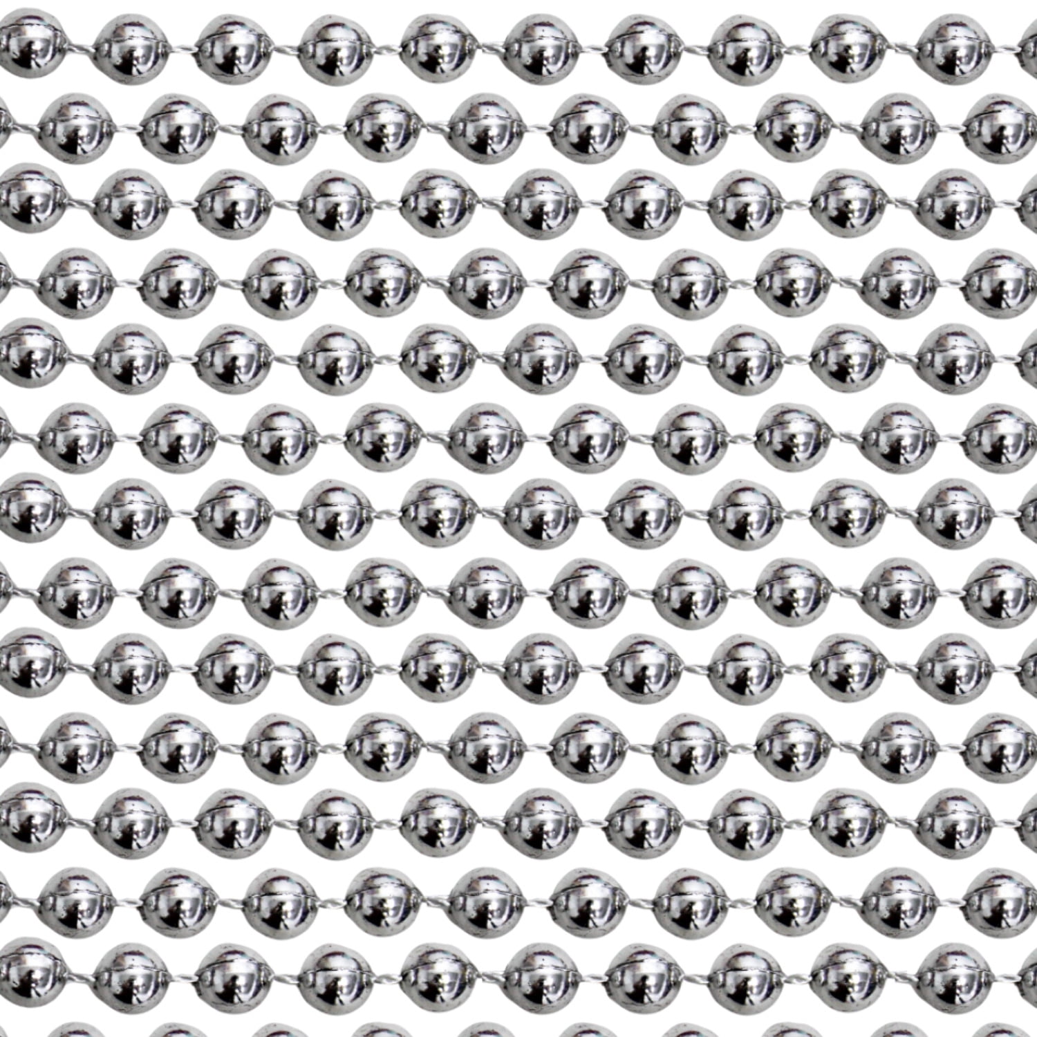 48" 16mm Round Metallic Silver Mardi Gras Beads - Dozen (12 Necklaces ...