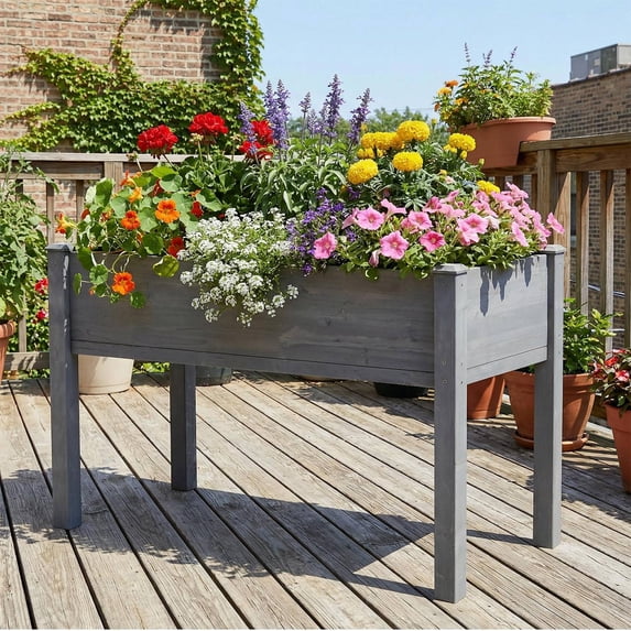 48×24×30in Elevated Wooden Garden Bed with Legs, Fir Wood Raised ...