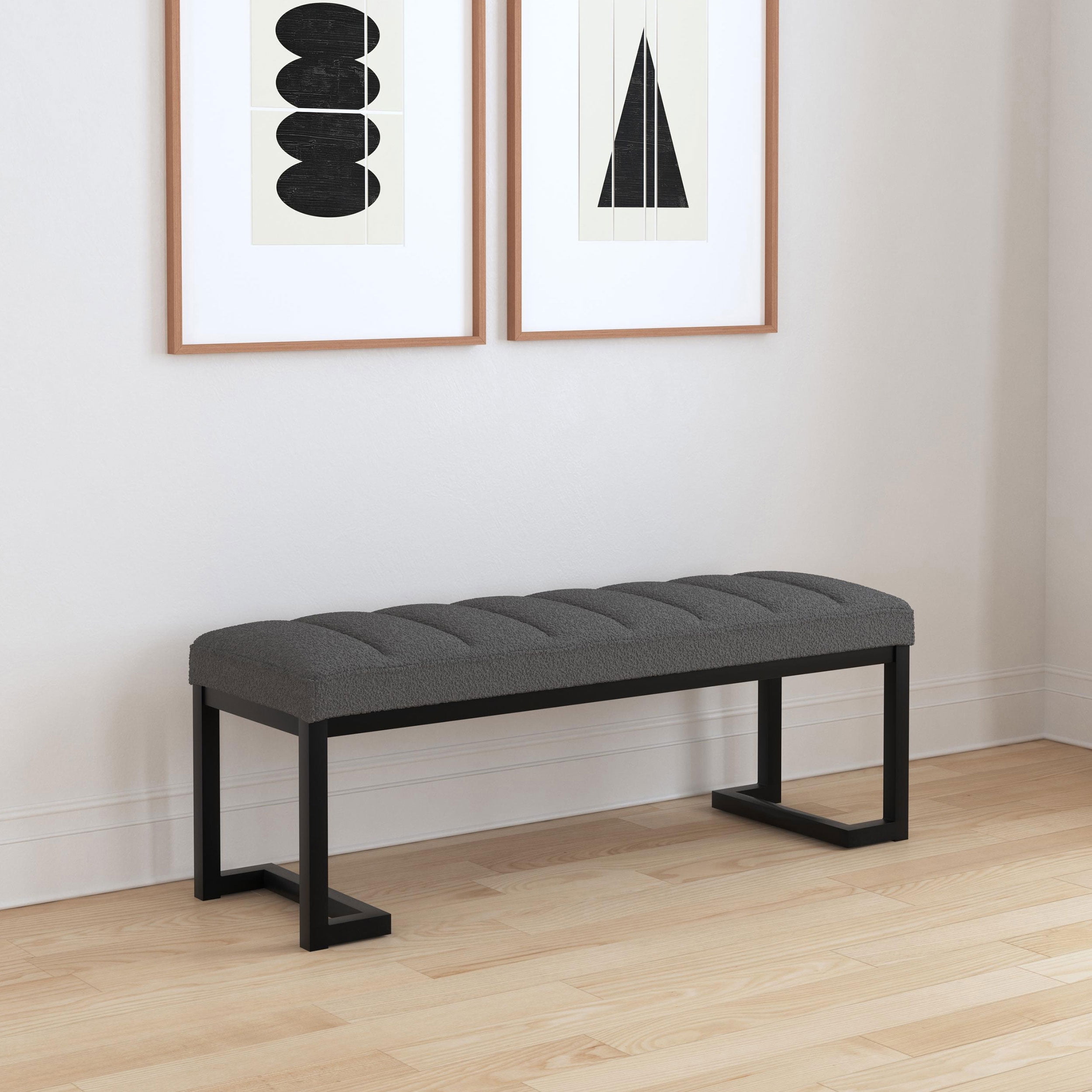 48.25" Upholstered Bench – Channel Tufted Design – Metal Frame – Foam ...