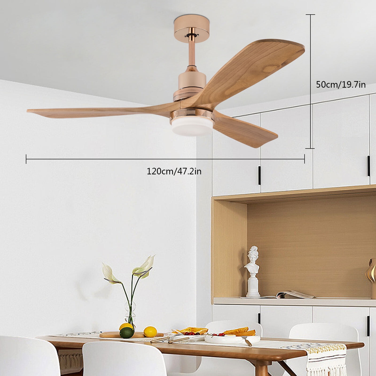 48" 3 Blades Ceiling Fan Light LED Chandelier 6 Speed Timing Fan Lamp ...