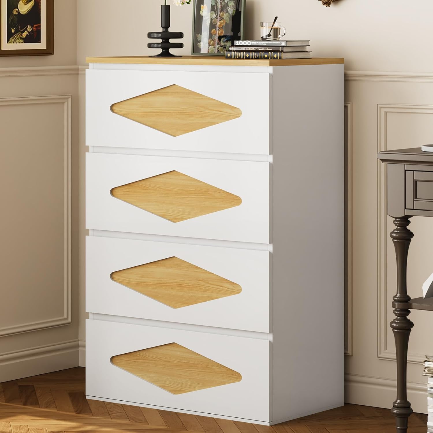 48.3'' Tall Dresser for Bedroom, 4 Chest of Wooden Deep Drawers ...