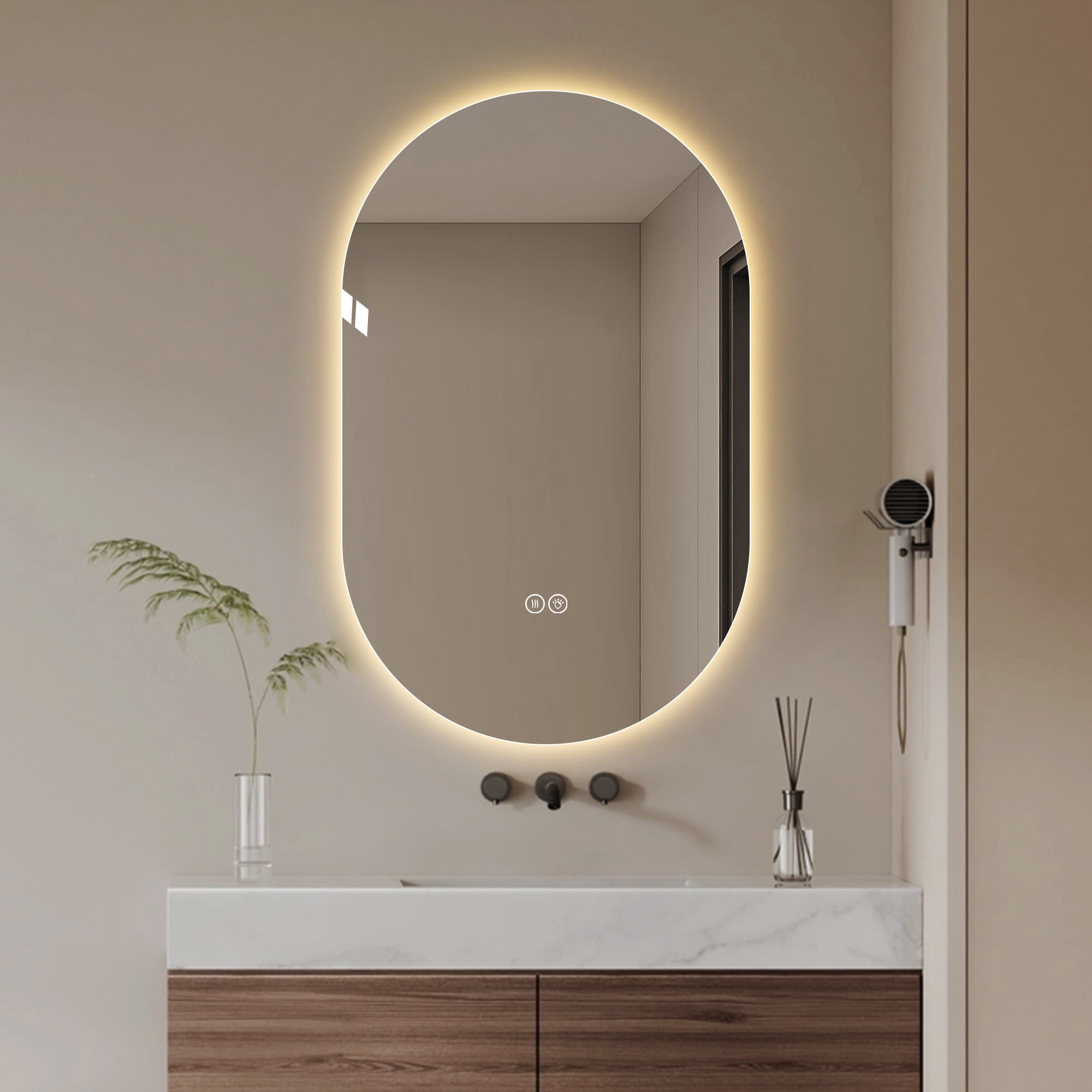 48*30 inch Smart Wall Mounted LED Touch Screen Anti-fog Mirror Bathroom ...