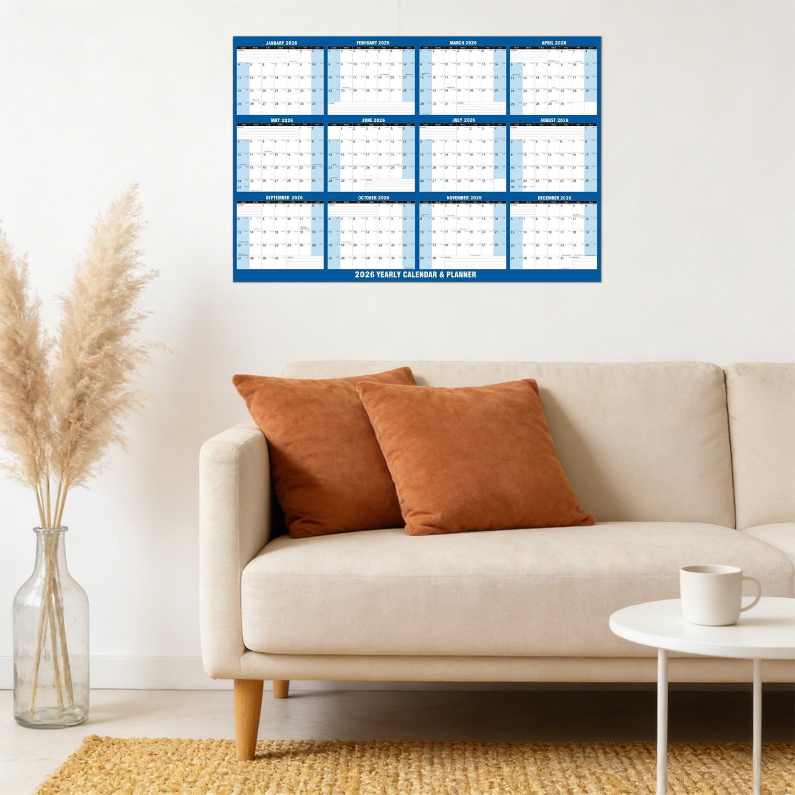 48*32in 2026 In-Stock Double-Sided Erasable Wall Calendar (Schedule ...