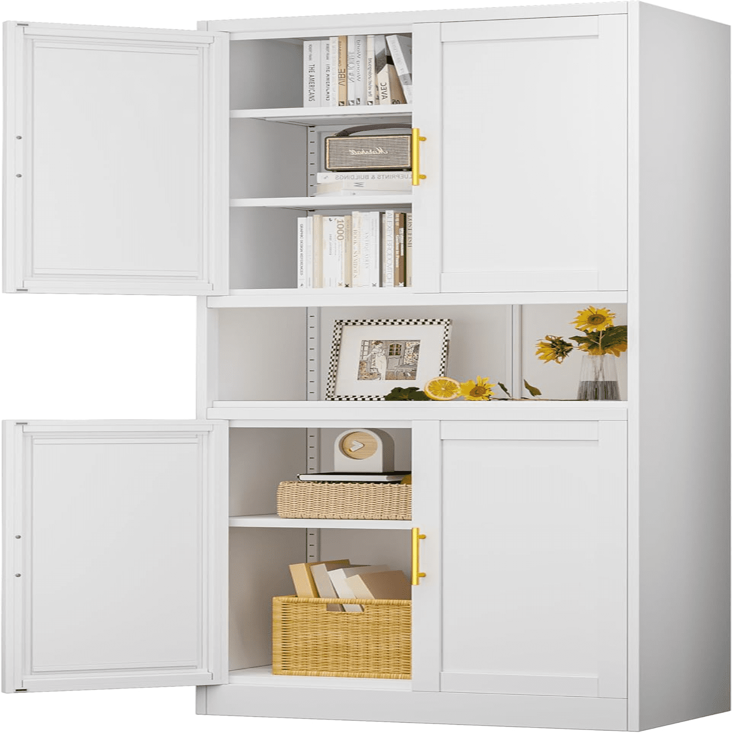 48" Metal Bathroom Storage Cabinet Pantry Storage Cabinet with 2 Doors ...