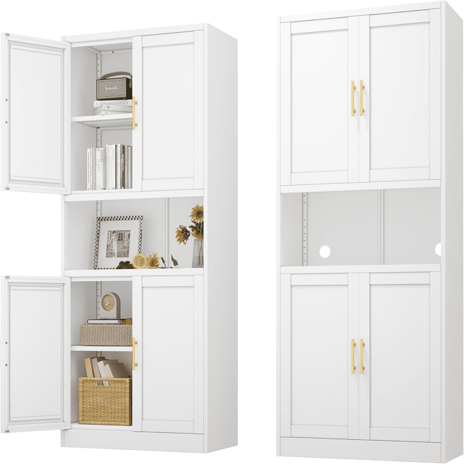 48" Metal Bathroom Storage Cabinet Pantry Storage Cabinet with 2 Doors ...