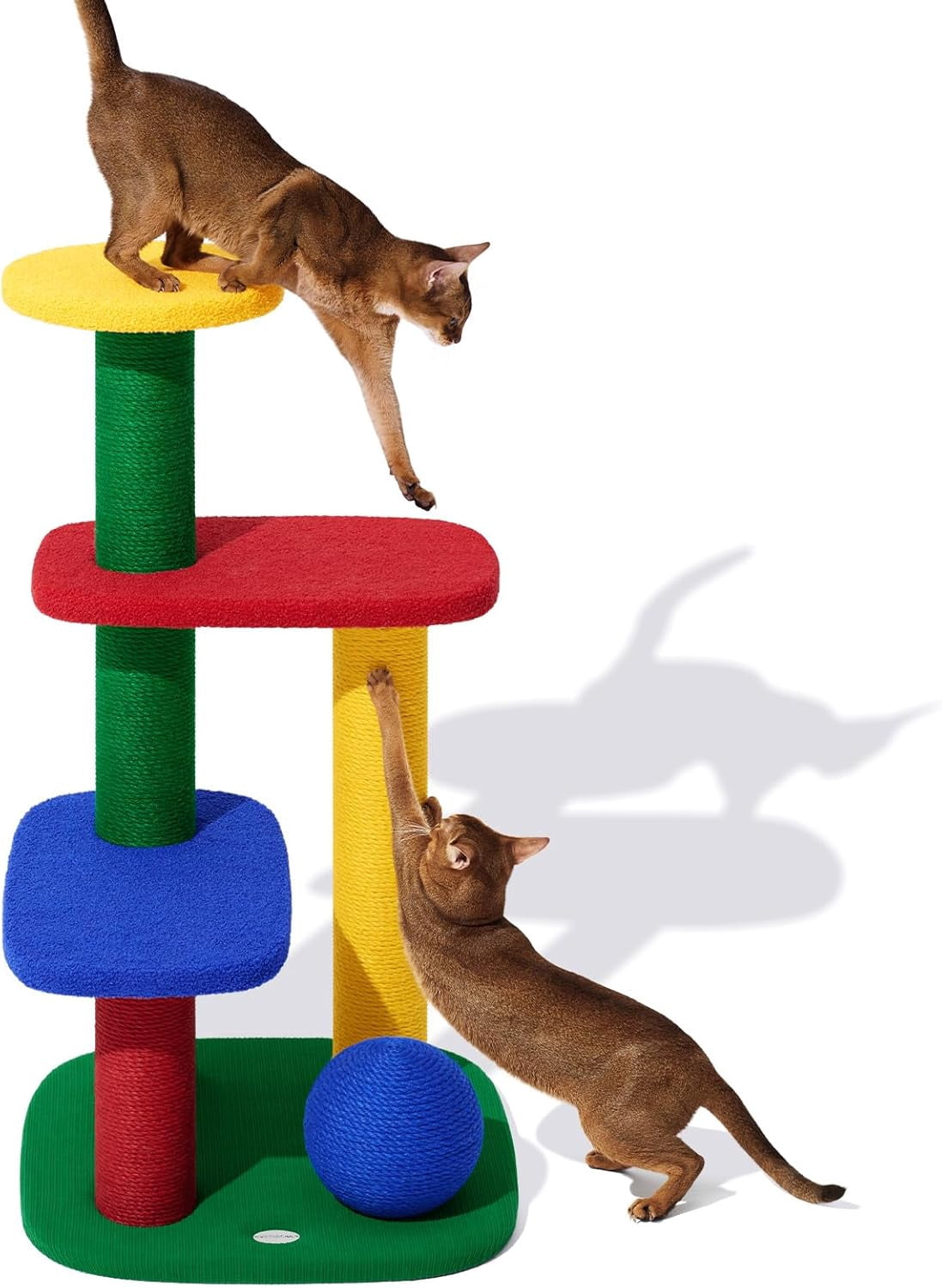 48.4" Cat Tower Multi-Level Cat Tree with Semi-Enclosed Sisal Cave ...