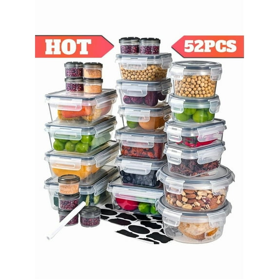 48/52PCS Sealed Food Storage Containers Set (24/26 Containers + Lids ...