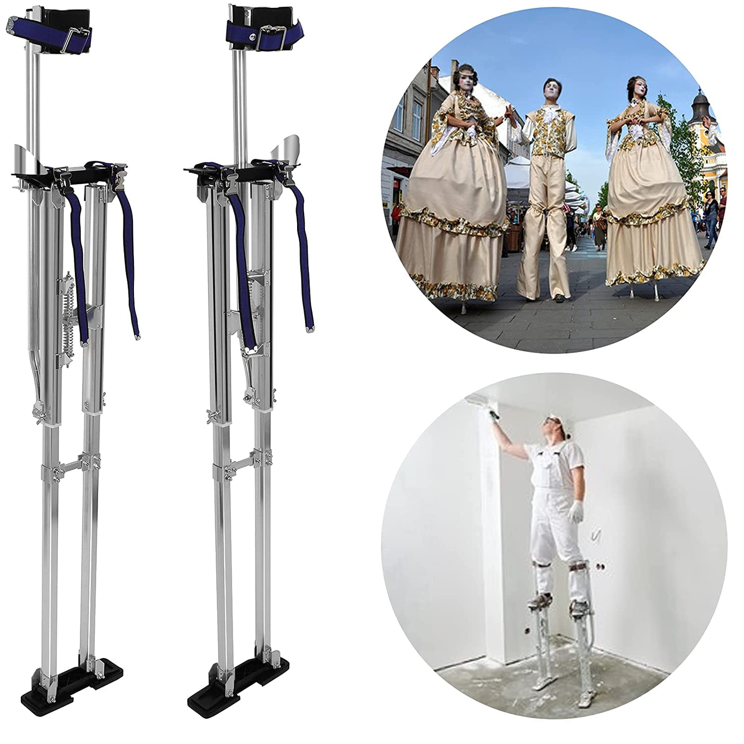48-64 Inches Stilts Height Adjustable Silver Aluminum Tool for Adults ...