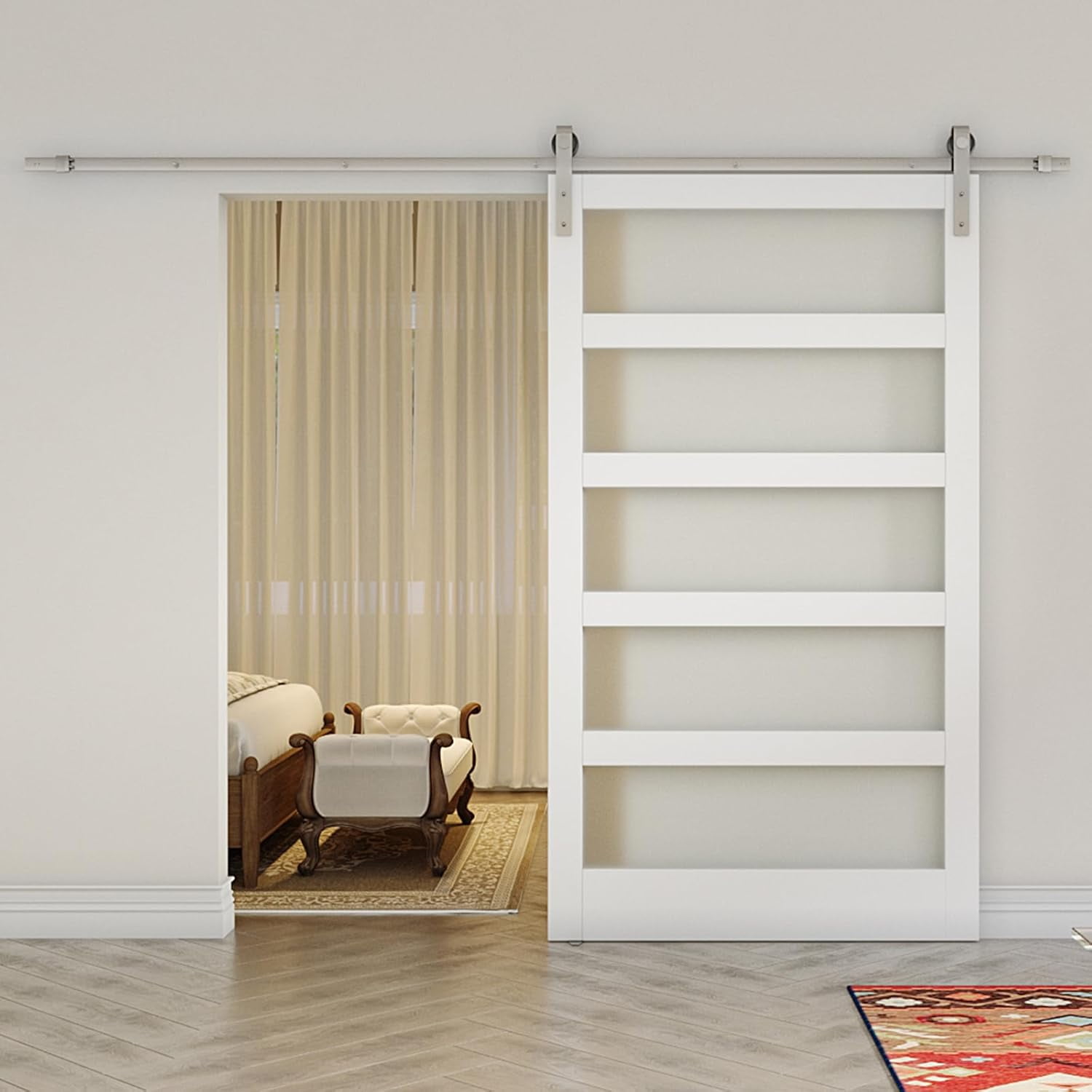 48”×84” Sliding Barn Door,8FT(Double 4 FT) Brushed Nickel Sliding Door ...