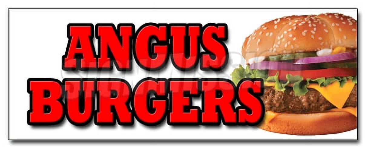 48" ANGUS BURGERS DECAL sticker broiled charbroiled cheeseburgers beef ...